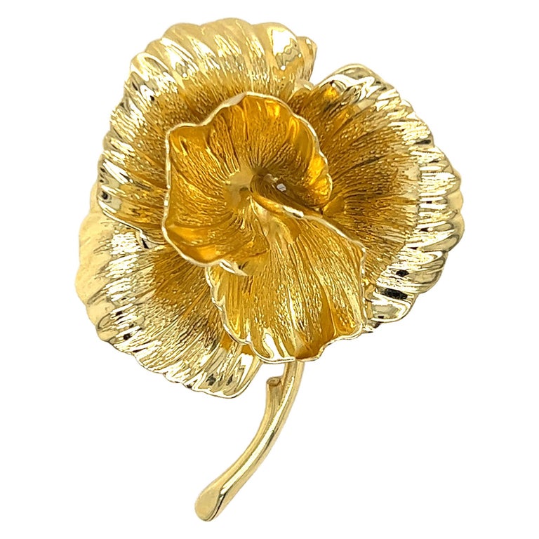 Tiffany and Co. Henkel and Grosse Modernist Gold Flower Pin For Sale at ...