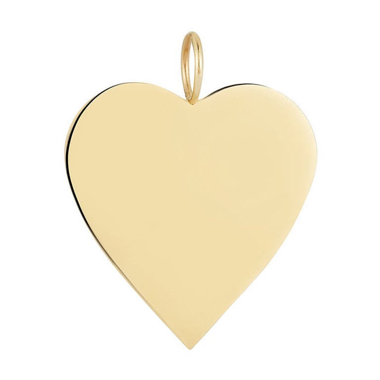 Garland Collection Large Solid Gold Heart Charm Pendant For Sale at 1stDibs
