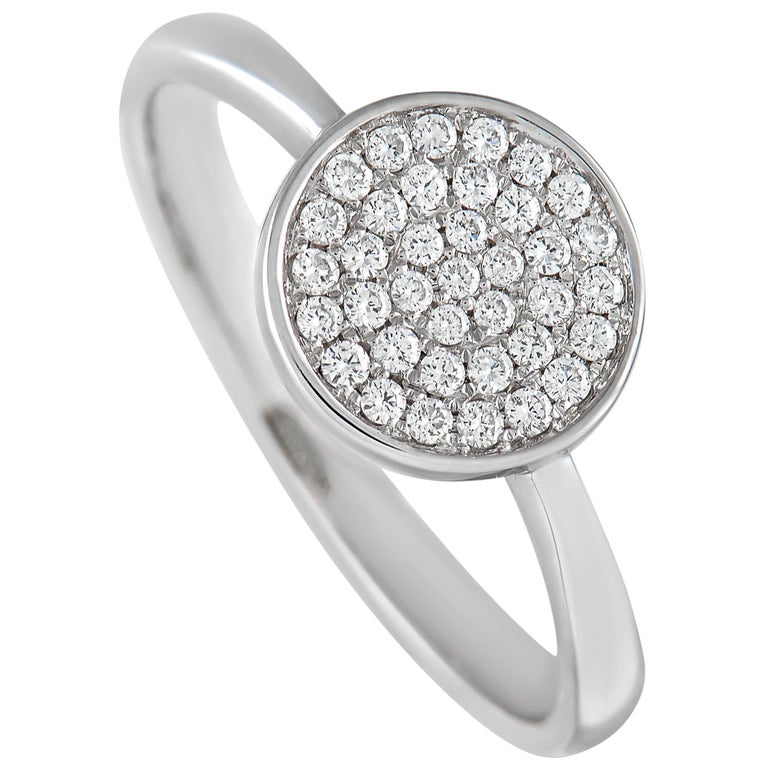 Piero Milano 18K White Gold 0.24 Ct Diamond Disc Ring For Sale at 1stDibs