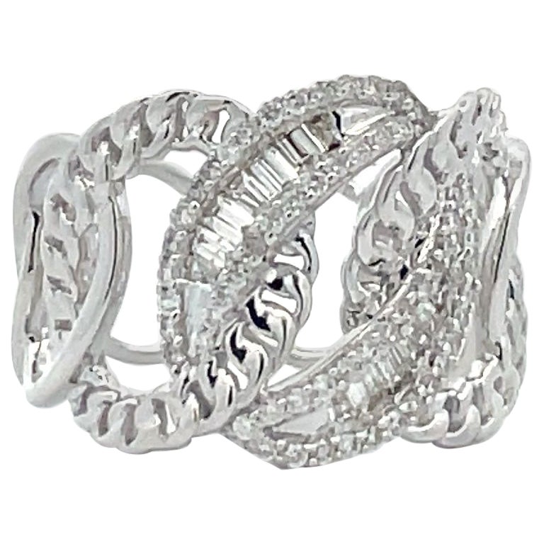 0.55ct Baguette and Round Diamond Infinity Loop Cluster Ring in 14k ...