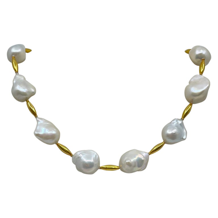 Baroque Pearl and 18K Gold Necklace For Sale at 1stDibs