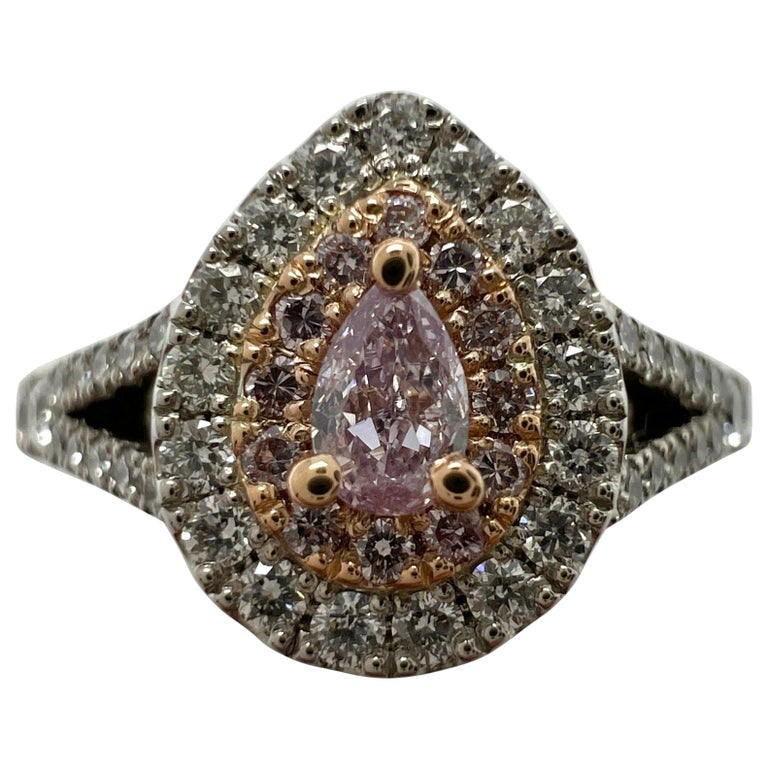 IGI Certified Untreated Pink Diamond 18k Rose And White Gold Cluster ...