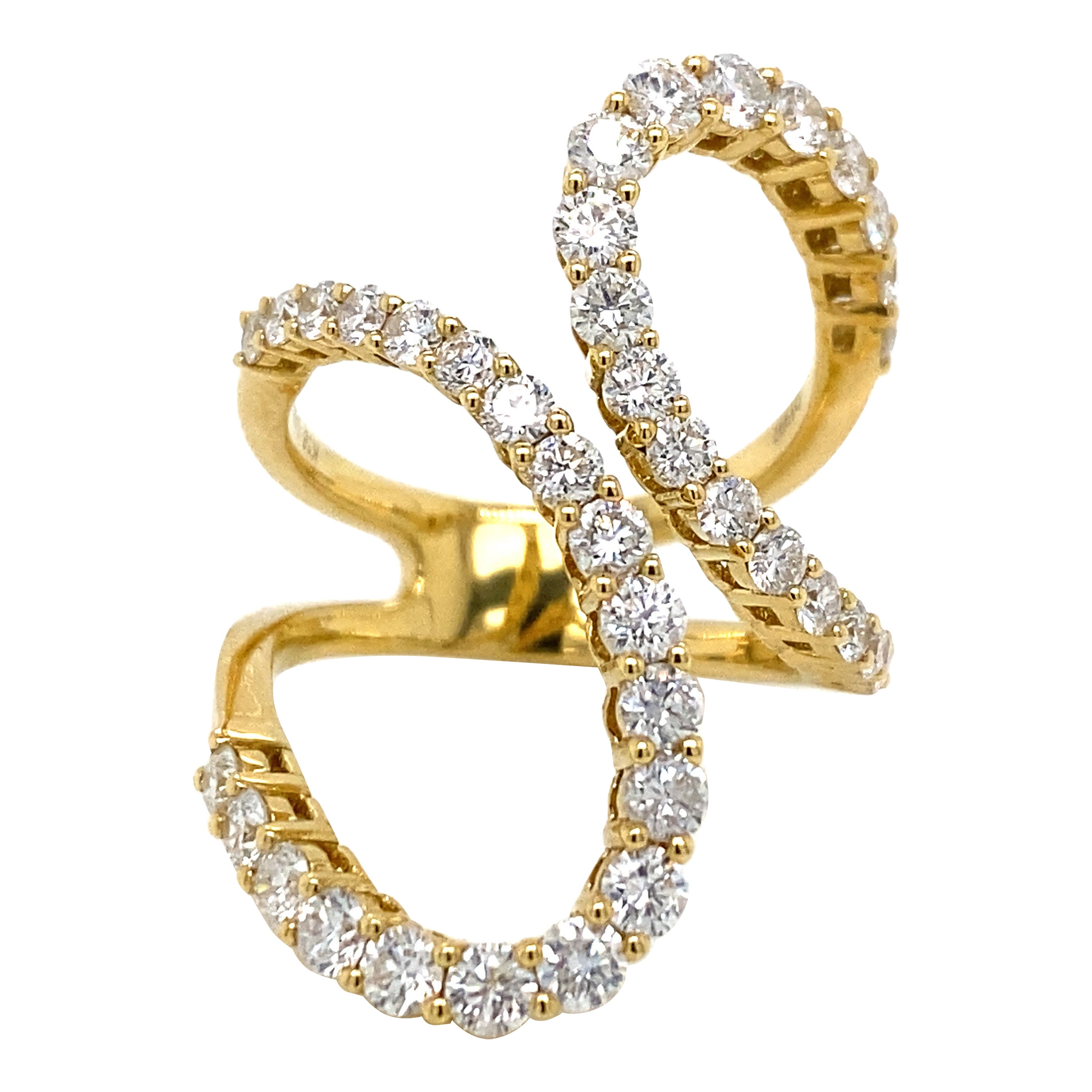 18K Yellow Gold Open Link Modern Diamond Ring at 1stDibs | register ...