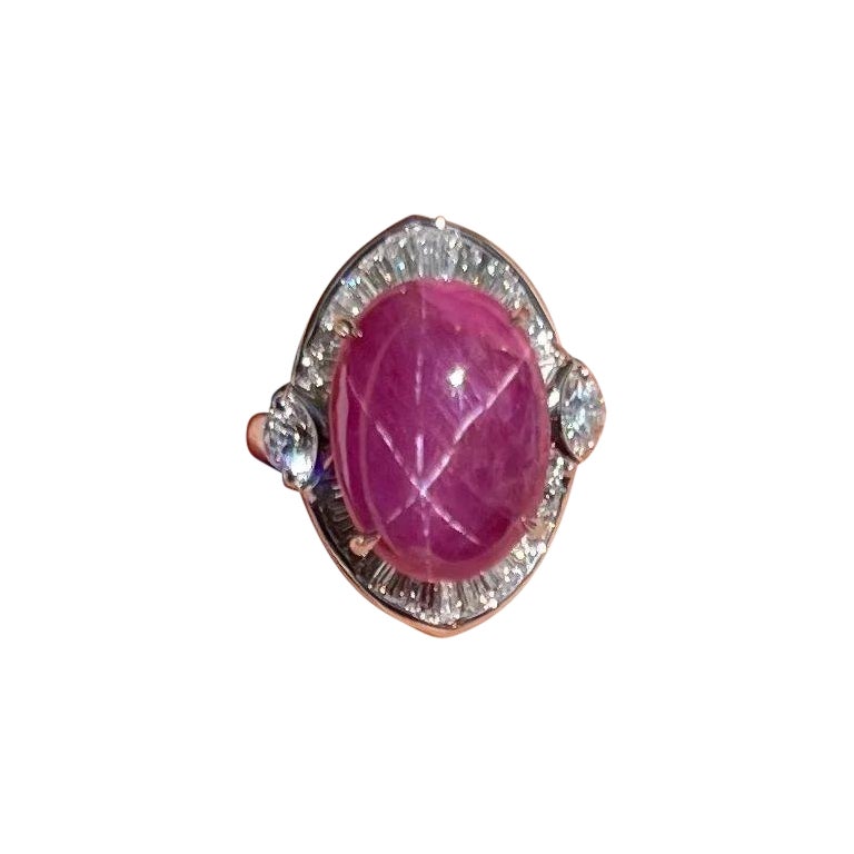 2.81 Carat Transitional Diamond Ruby and Diamond Surround Vintage Platinum Ring For Sale at ...