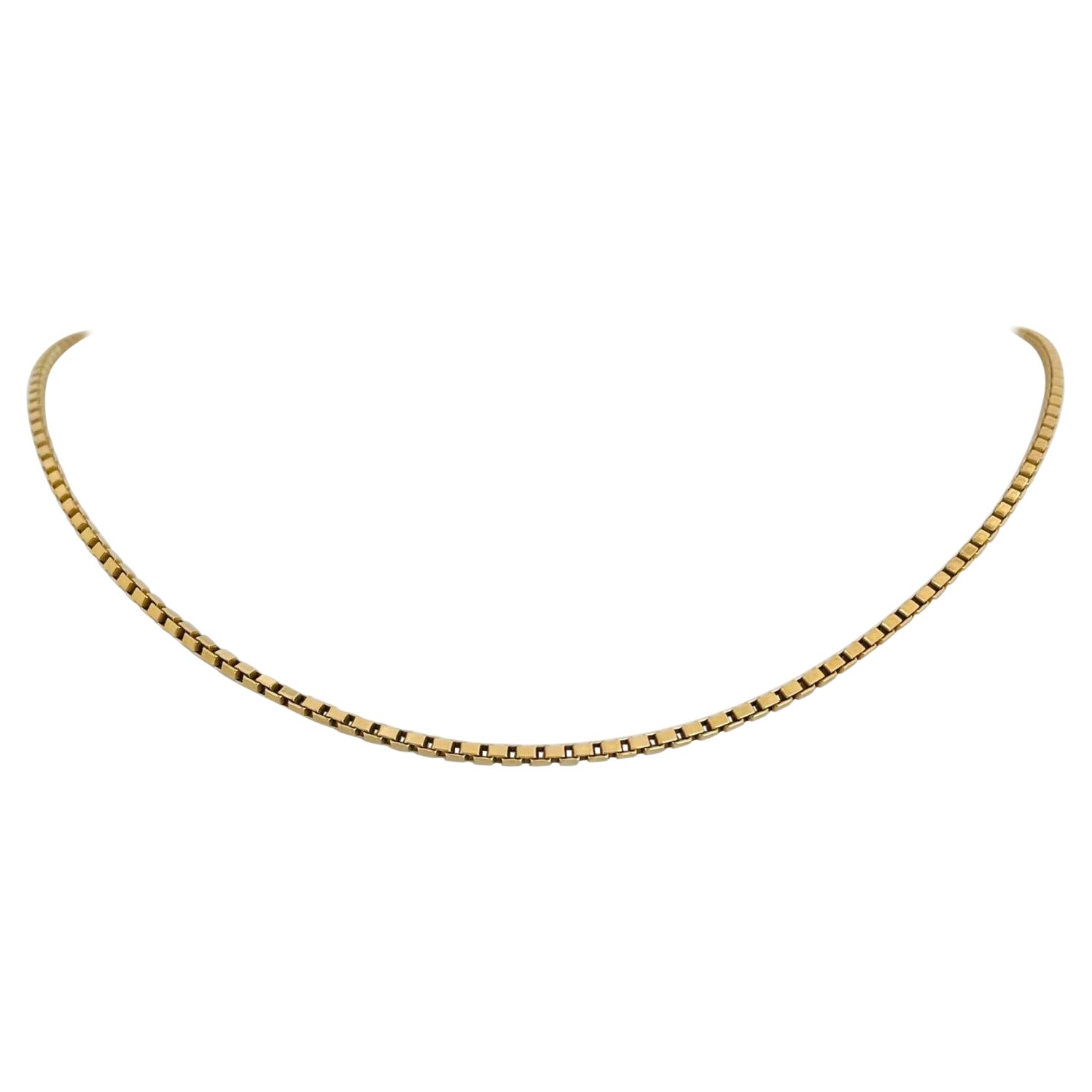 14 Karat Yellow Gold Ladies Box Link Chain Necklace Italy For Sale at ...