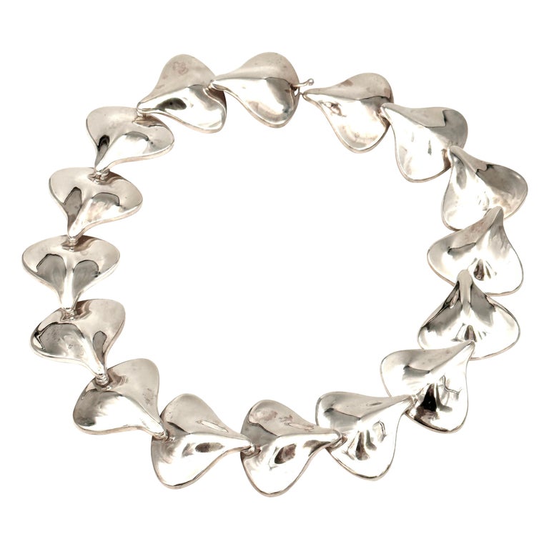 Robert Lee Morris Sterling Silver Jet Linked Necklace For Sale at 1stDibs
