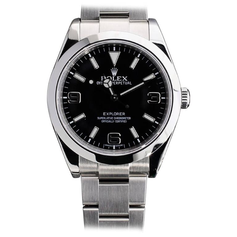 Rolex Stainless Steel Explorer Black Dial Random Serial Automatic ...