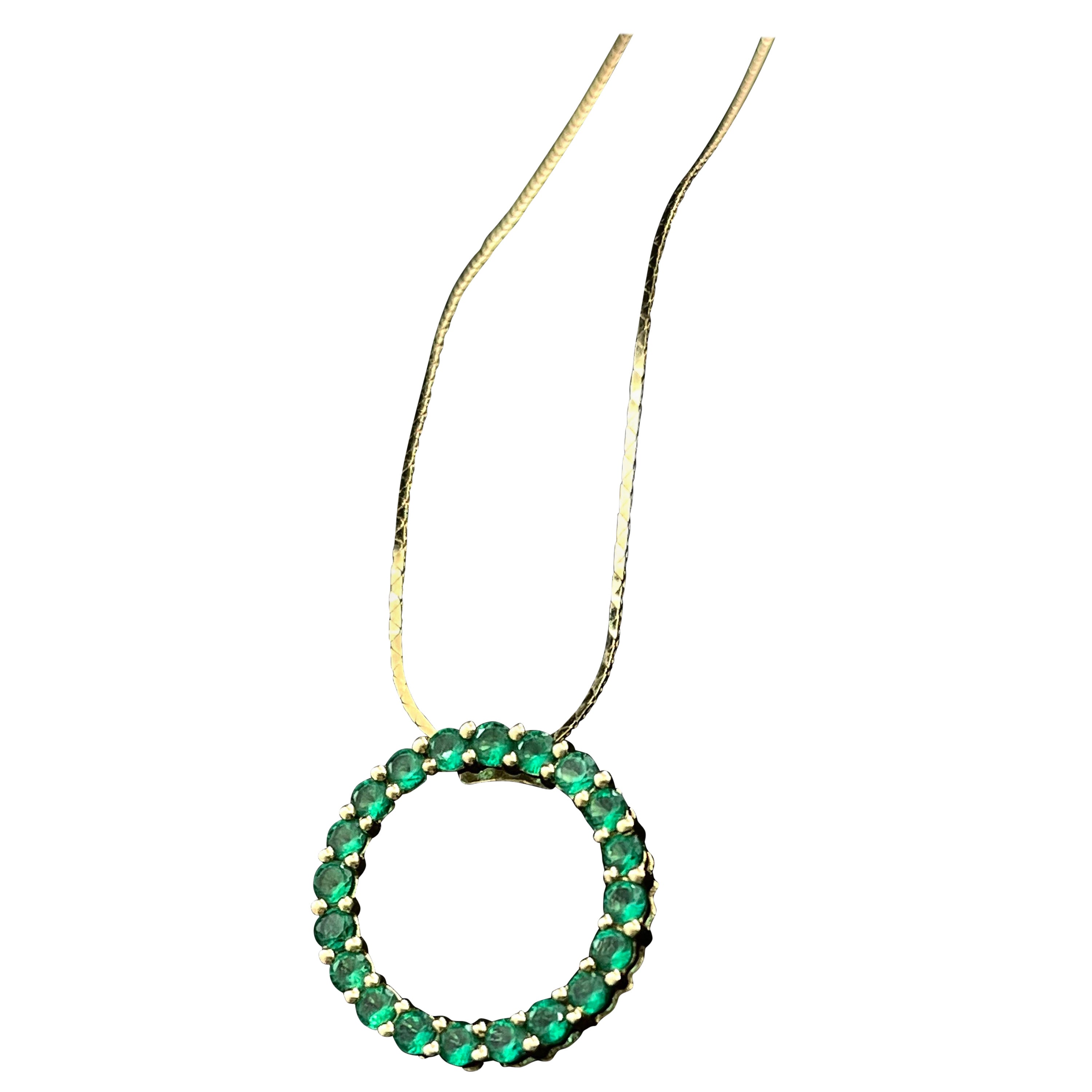 Nature-Inspired 14k Gold Emerald and Diamond Pendant, Fine Jewelry ...