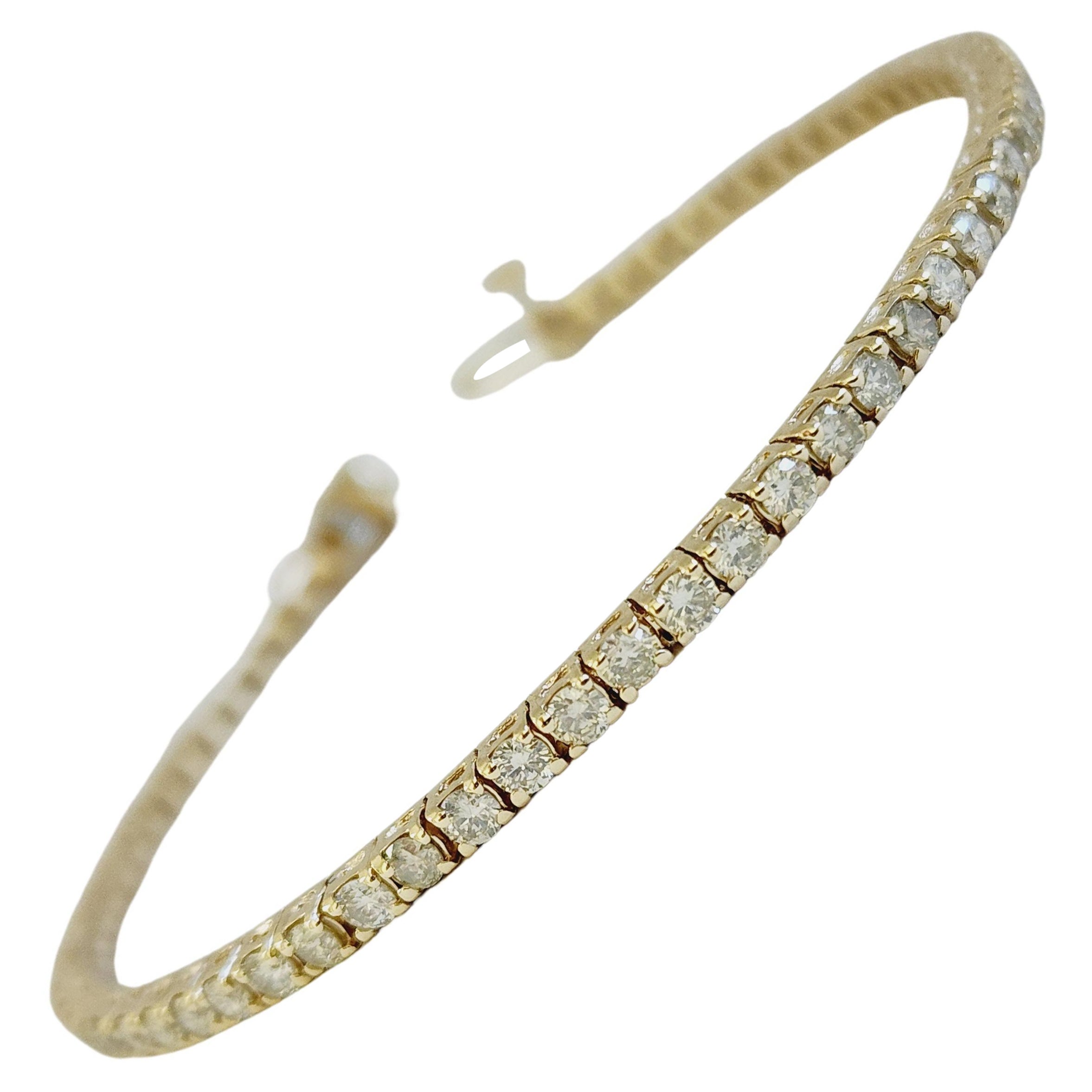 2 10 Carat Tennis Bracelet Round Brilliant Natural Diamond 14 Karat