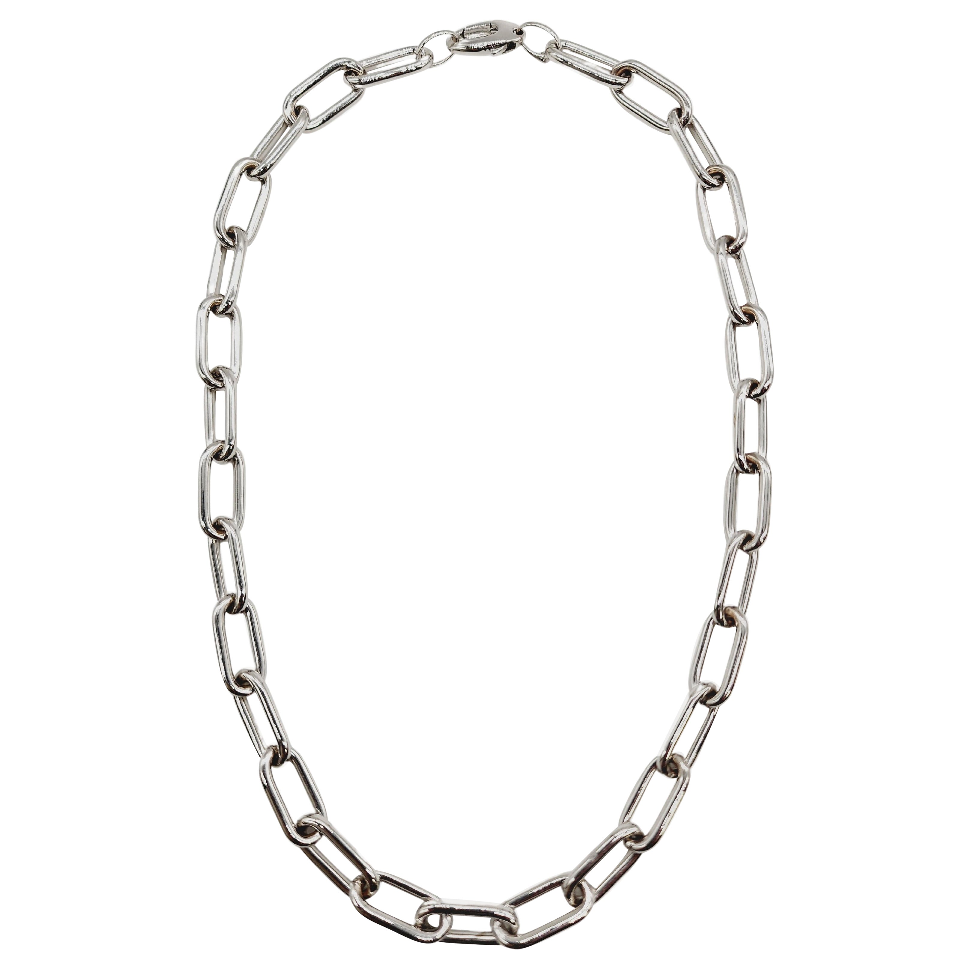 18 Karat White Gold Italian Link Chain For Sale at 1stDibs