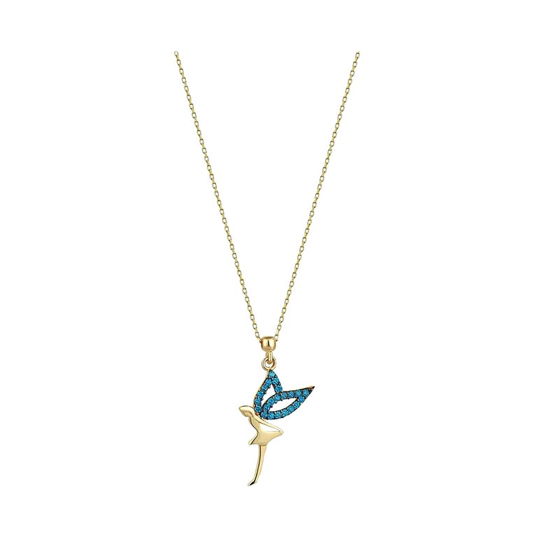 14k Solid Gold Fairy Necklace for Mothers and Daughters For Sale at 1stDibs