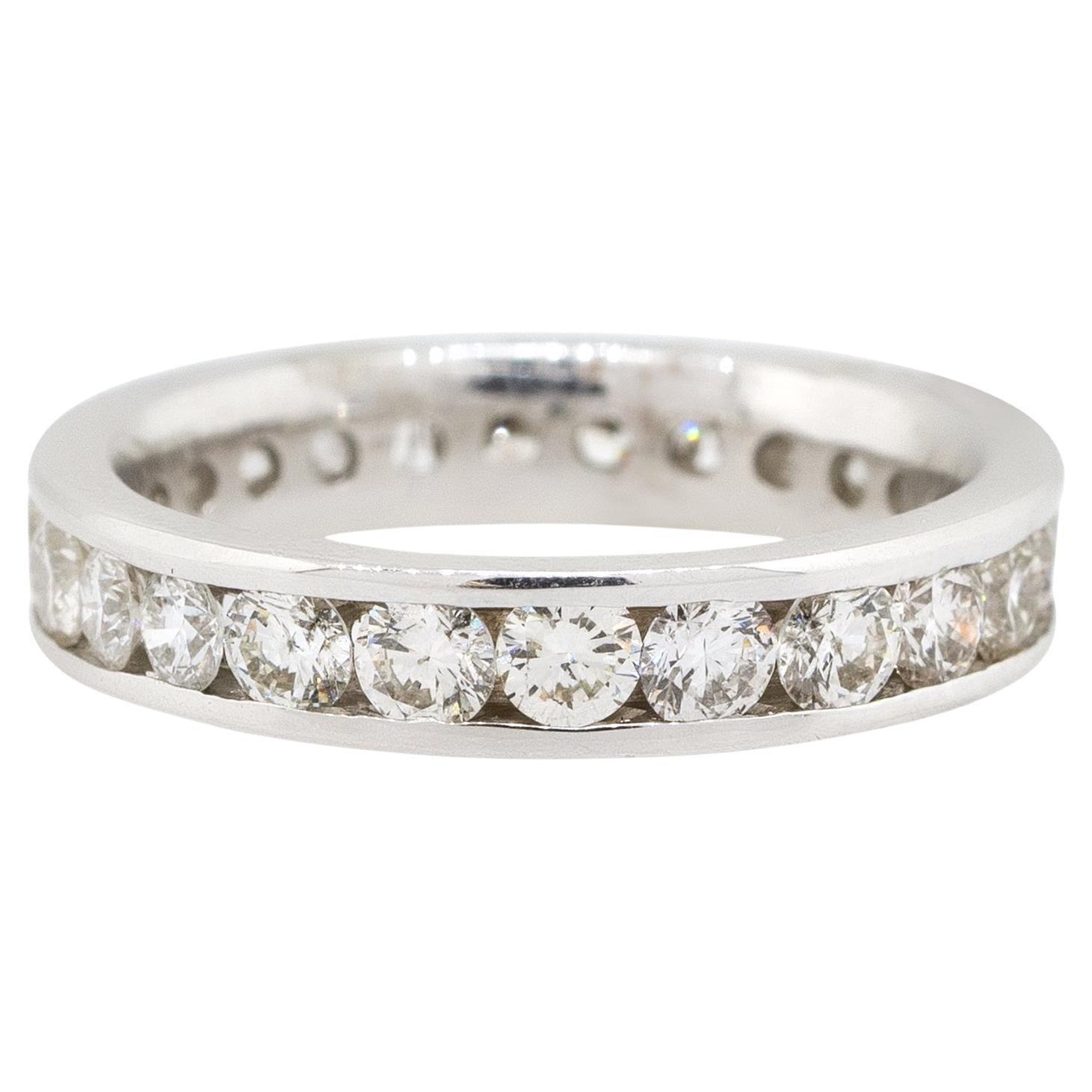 14 Karat White Gold 5-Row Diamond Baguette Channel Set Ring For Sale at ...