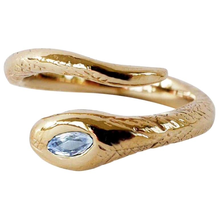 White Diamond Snake Ring Gold Vermeil Victorian Style Cocktail Ring J ...