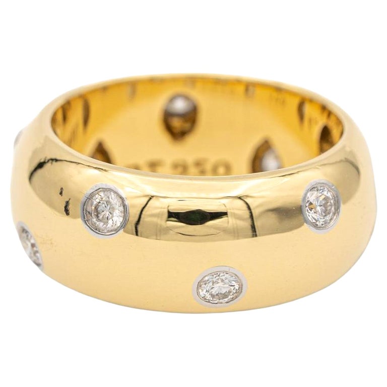 Tiffany and Co. Wide Etoile 18k Yellow Gold Diamond and Platinum Band For Sale at 1stDibs
