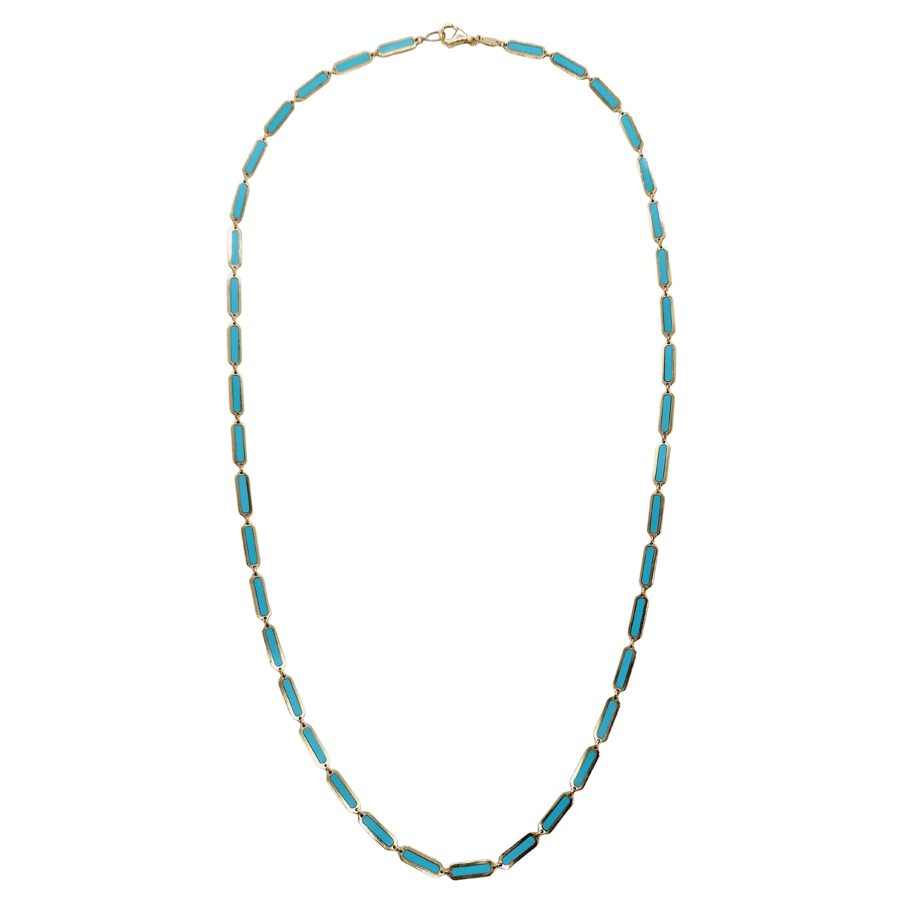 Lapis Gem Yellow Gold Link Chain Necklace For Sale at 1stDibs