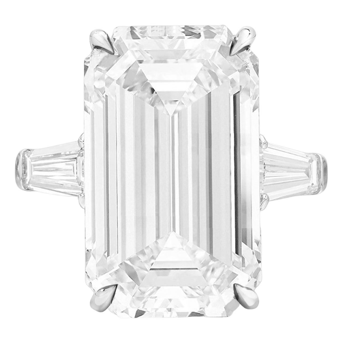 Exceptional GIA 10 Carat Emerald Cut Diamond Platinum Ring Type 2A ...