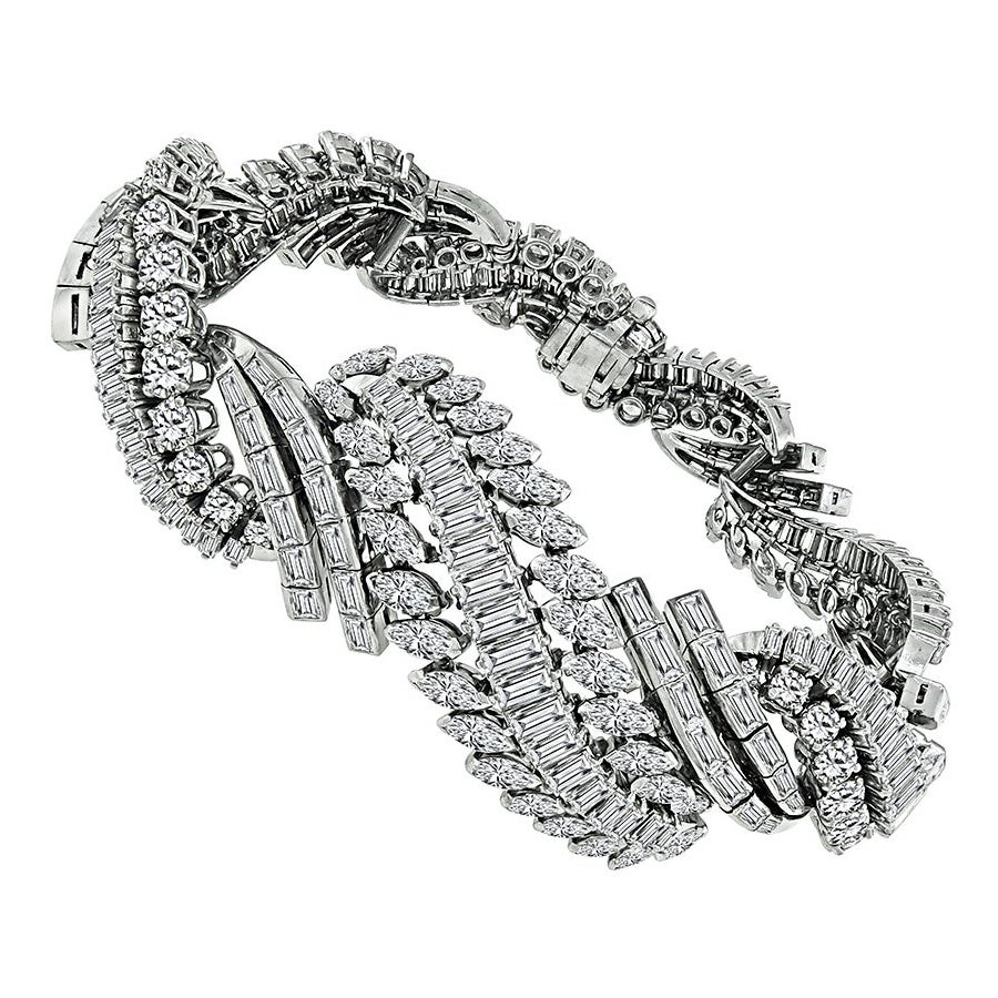 19.00ct Diamond Platinum Bracelet For Sale at 1stDibs