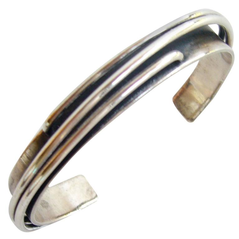 Jules Brenner Sterling Silver American Modernist Cuff Bracelet at ...