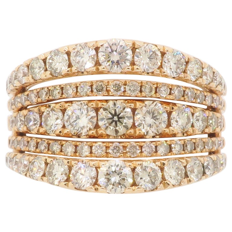 Five Row Diamond Ring Made by Le Vian For Sale at 1stDibs