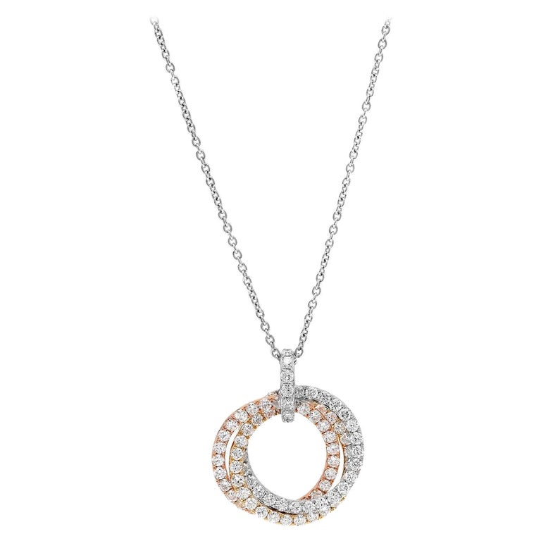 3.01 Carat Diamond and 18k White, Yellow, Rose Gold Loop Pendant ...