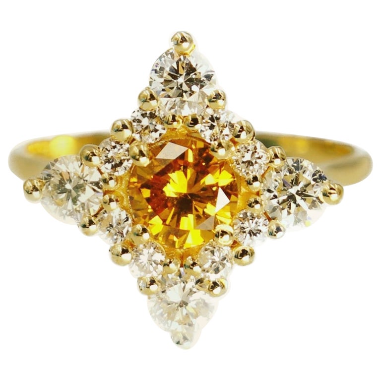 GIA Certified 0.59 Carat Fancy Natural Deep Yellowish Orange Ring For ...