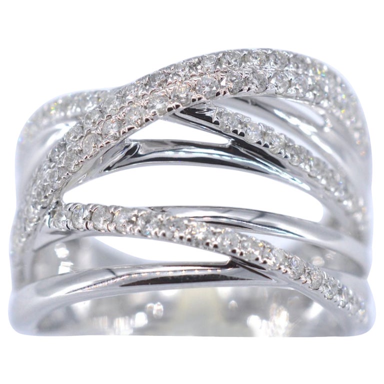 White Gold Design Ring with Brilliant Diamonds For Sale at 1stDibs