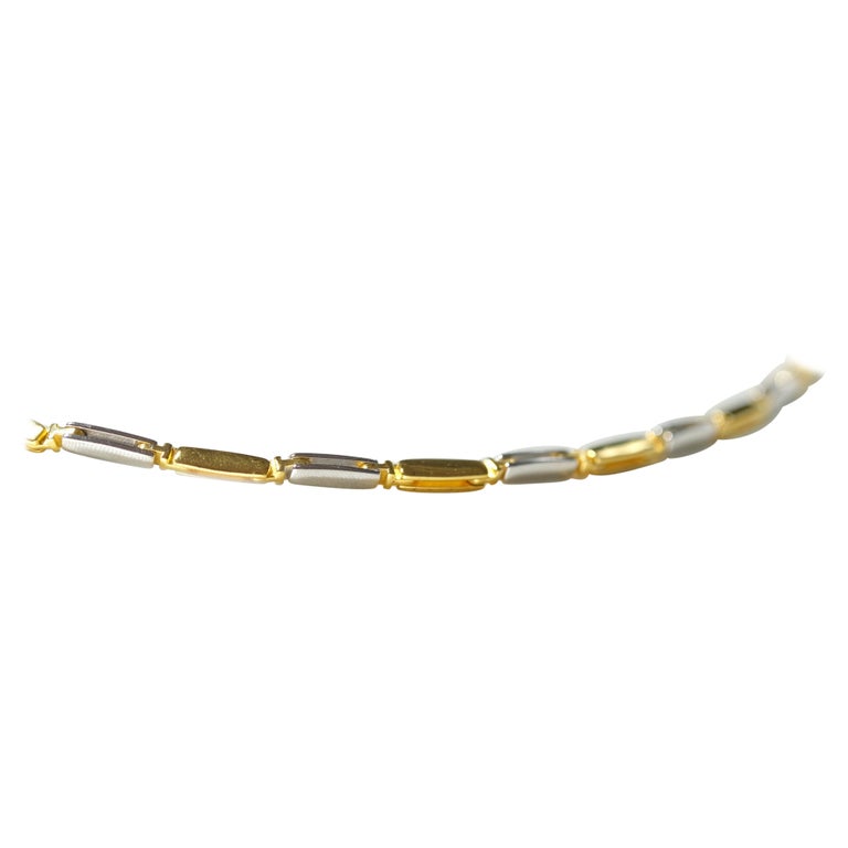 Flat T Chain Necklace, 18k Gold/White Gold For Sale at 1stDibs
