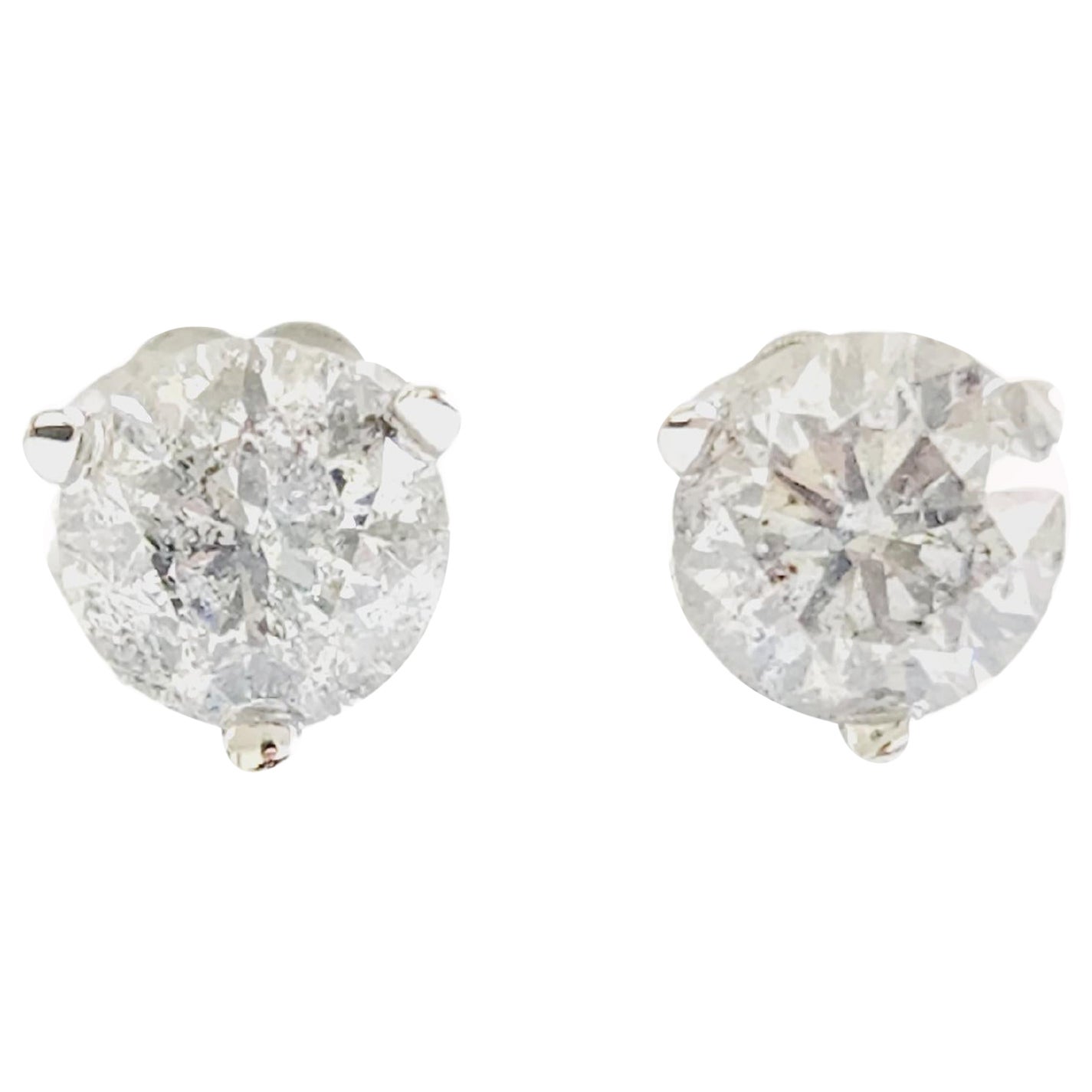 0.34 Carat Natural Diamond Round Studs White Gold 14 Karat For Sale at ...