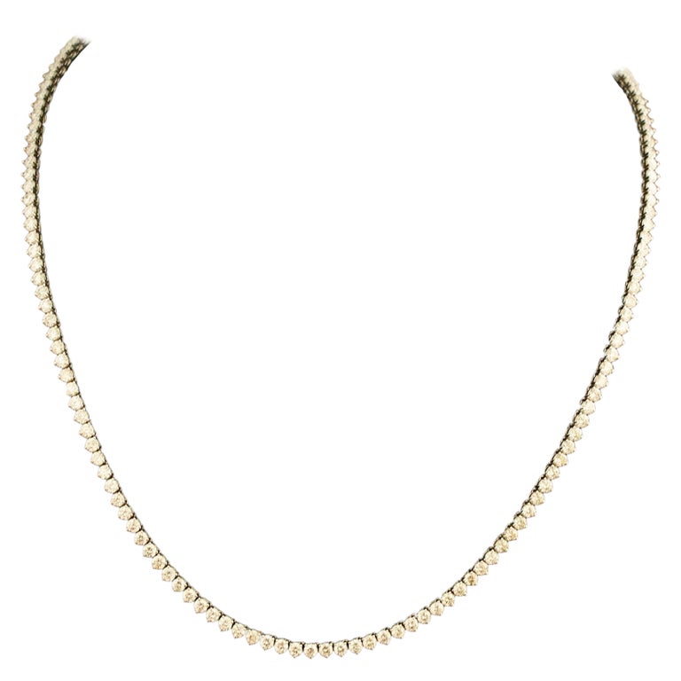 Petite Straight Line Diamond Necklace in White Gold For Sale at 1stDibs