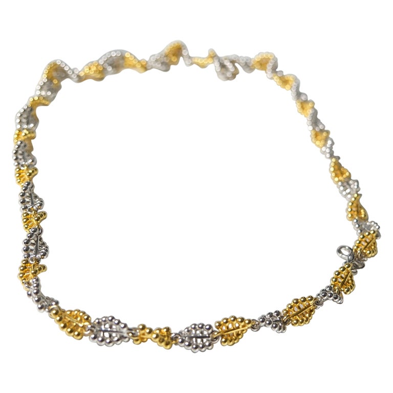 DNA Helix Necklace, 18k White / Gold For Sale at 1stDibs