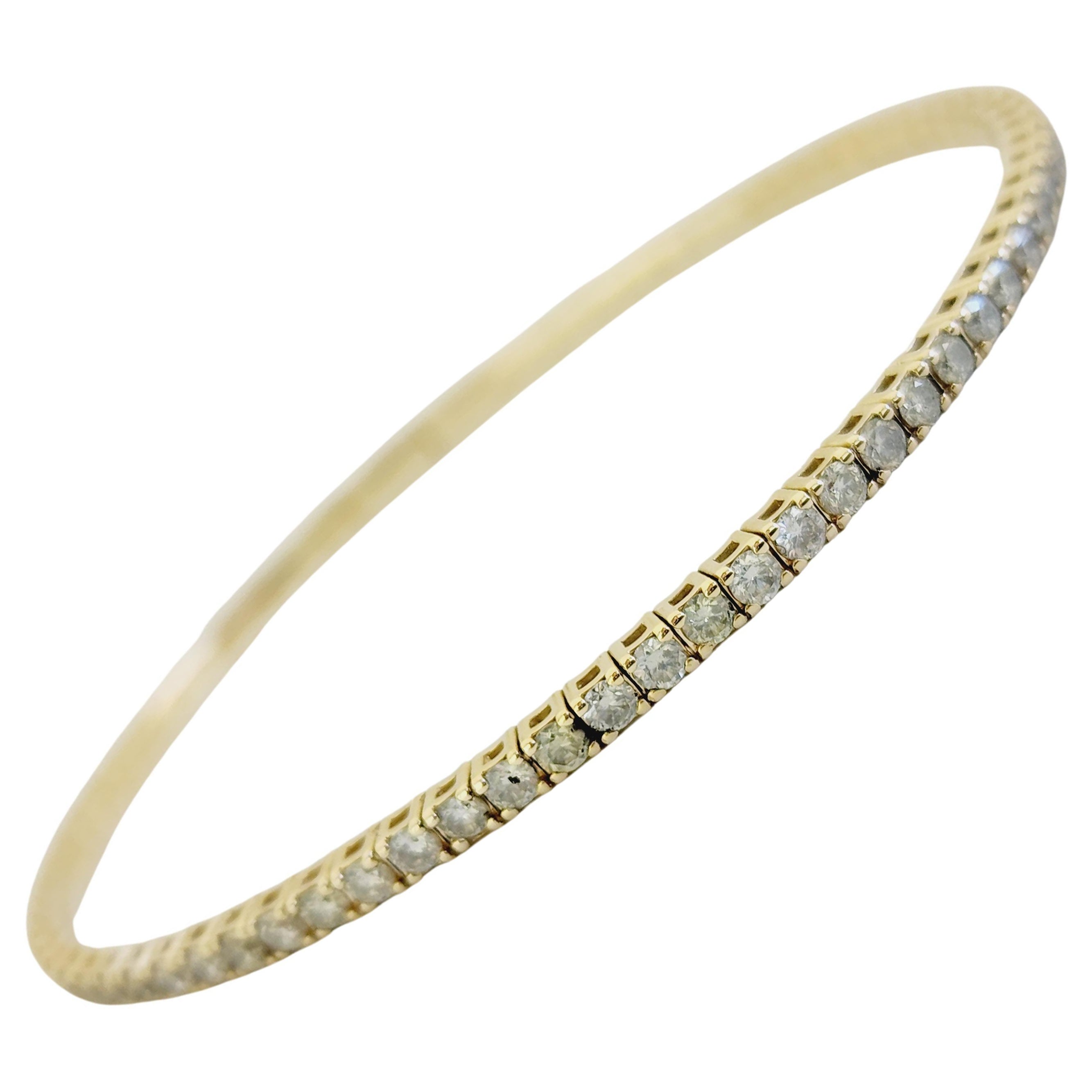 1.75 Carat Flexible Bangle Yellow Gold 14 Karat Bracelet For Sale at ...