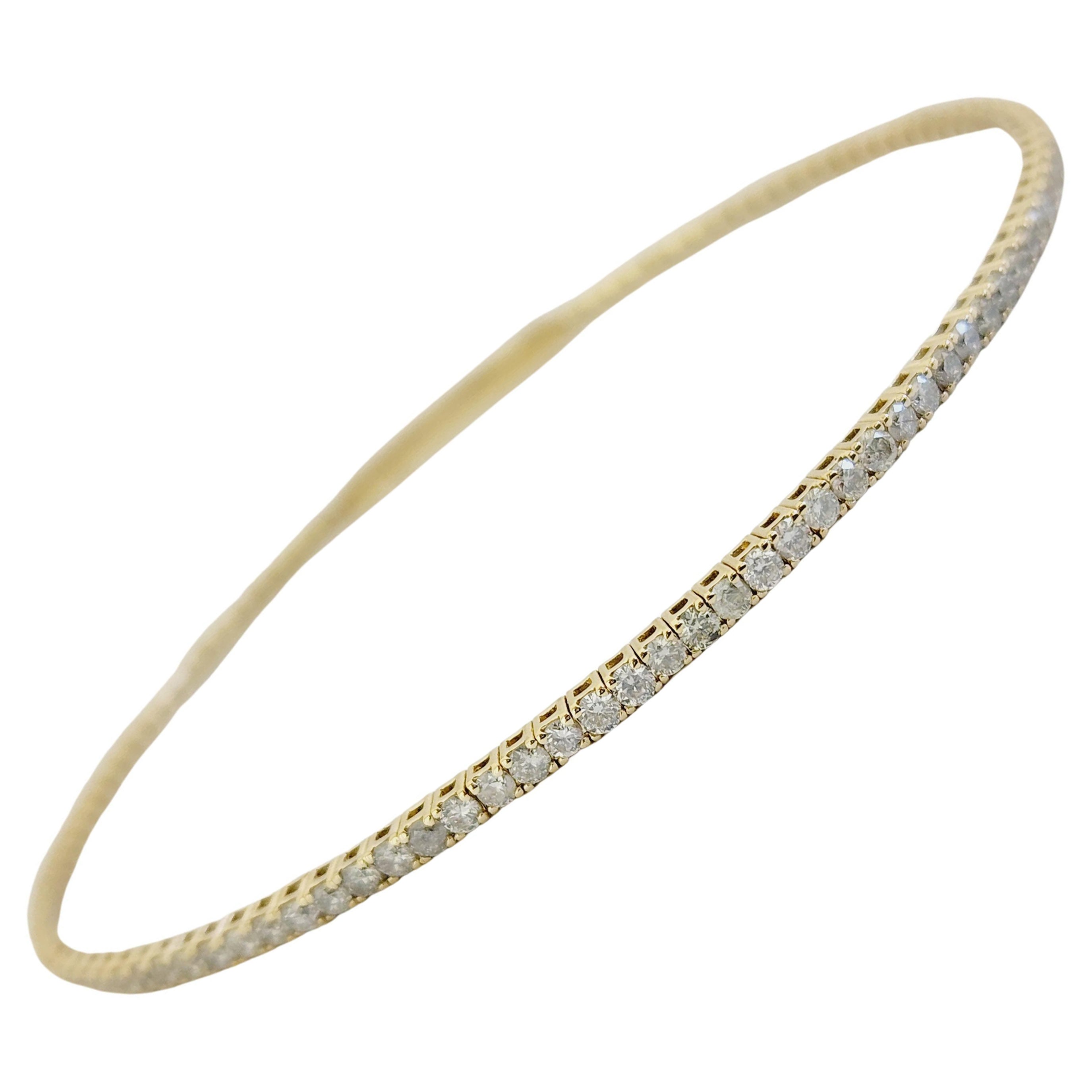 1.25 Carat Flexible Full Bangle Yellow Gold 14 Karat Bracelet For Sale ...