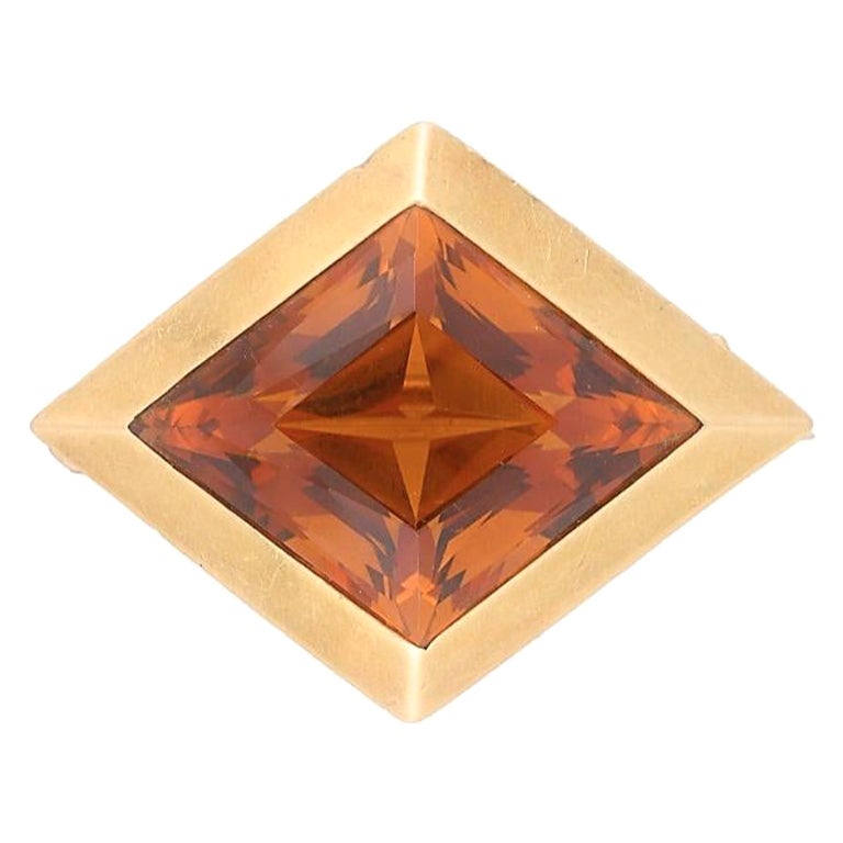 J.E. Caldwell and Co. Citrine Gemstone Shield Brooch Pendant 18k Yellow ...