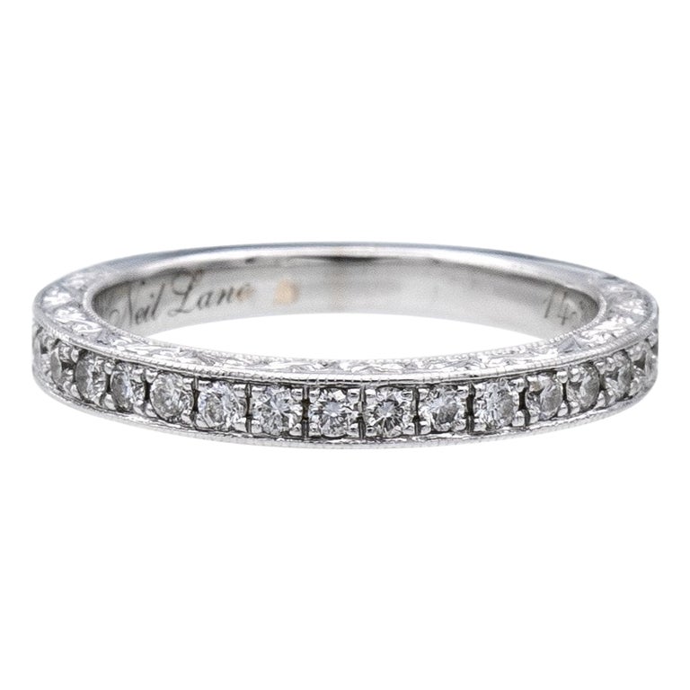 Neil Lane 14 Karat White Gold 0.35ct Diamond Half-Way Wedding Band Ring ...