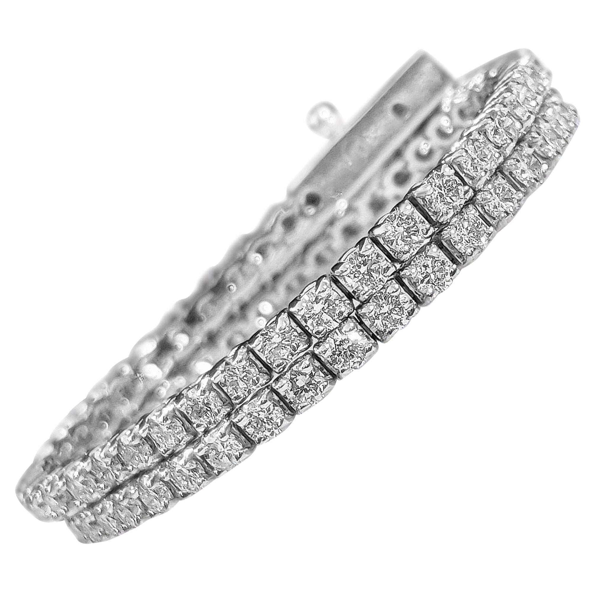 5 47 Carat Natural Emerald Tennis Riviera 14 Karat White Gold Bracelet
