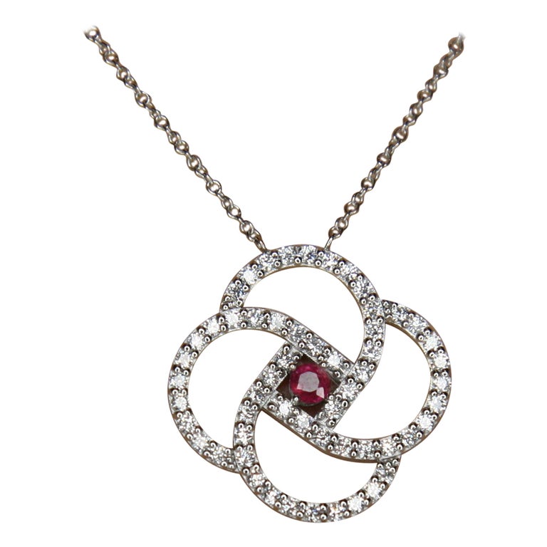 0.55 Carat Ruby with VS G Color Diamonds 1.68 Carats. White Gold ...