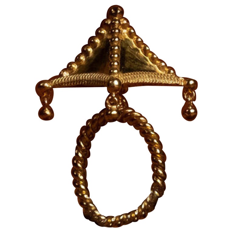 Customizable Dangling Ring Yellow Gold Granulated Ring For Sale at 1stDibs