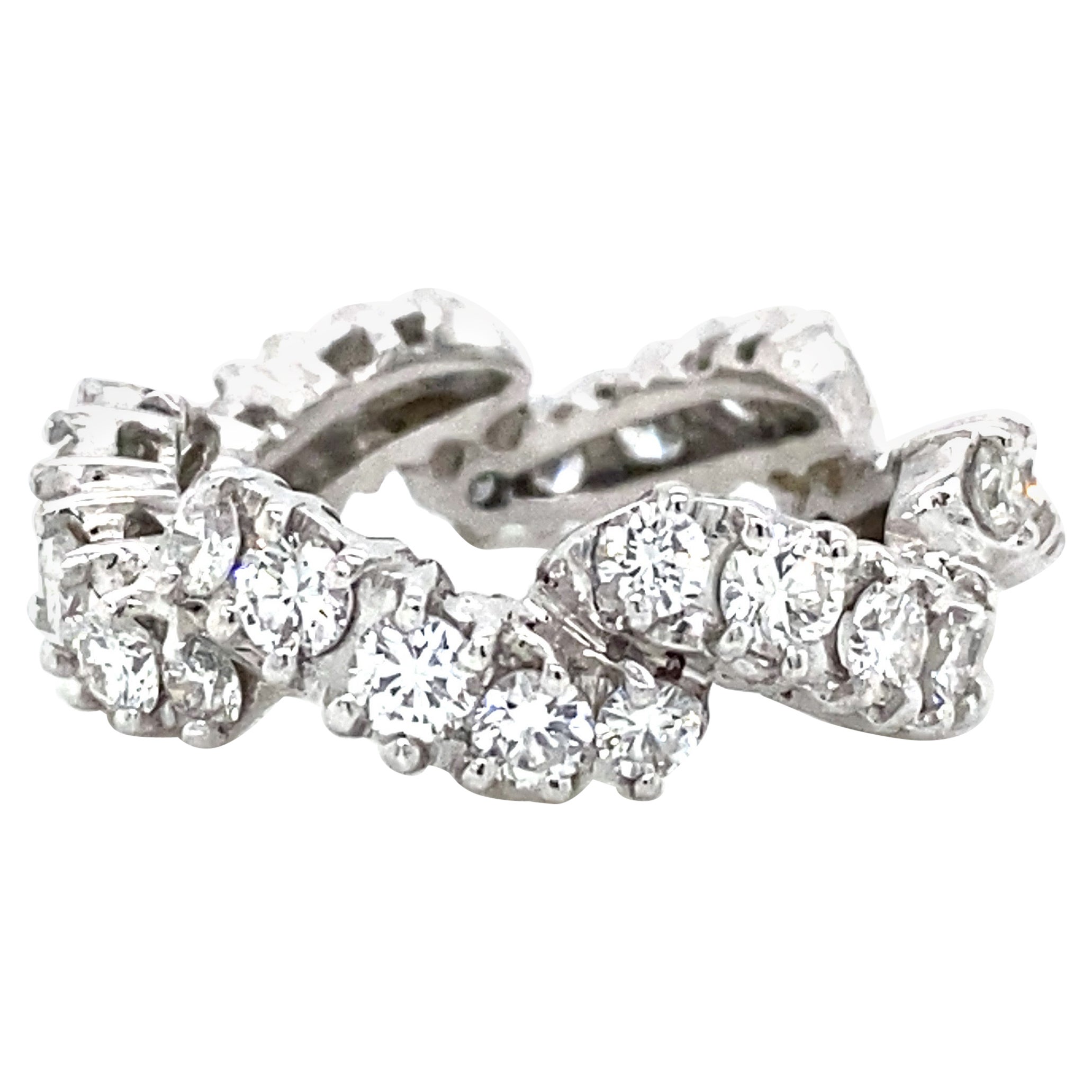 Platinum Fancy Shape Diamond Wide Eternity Band For Sale at 1stDibs