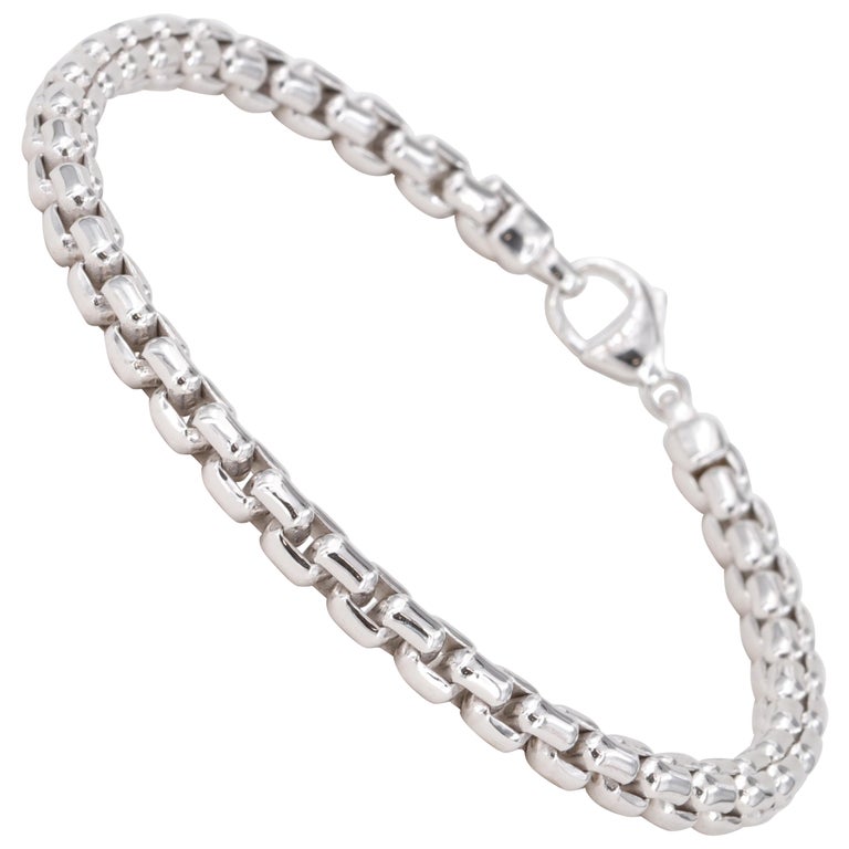Tiffany and Co. 18 Karat White Gold Cable Bracelet For Sale at 1stDibs