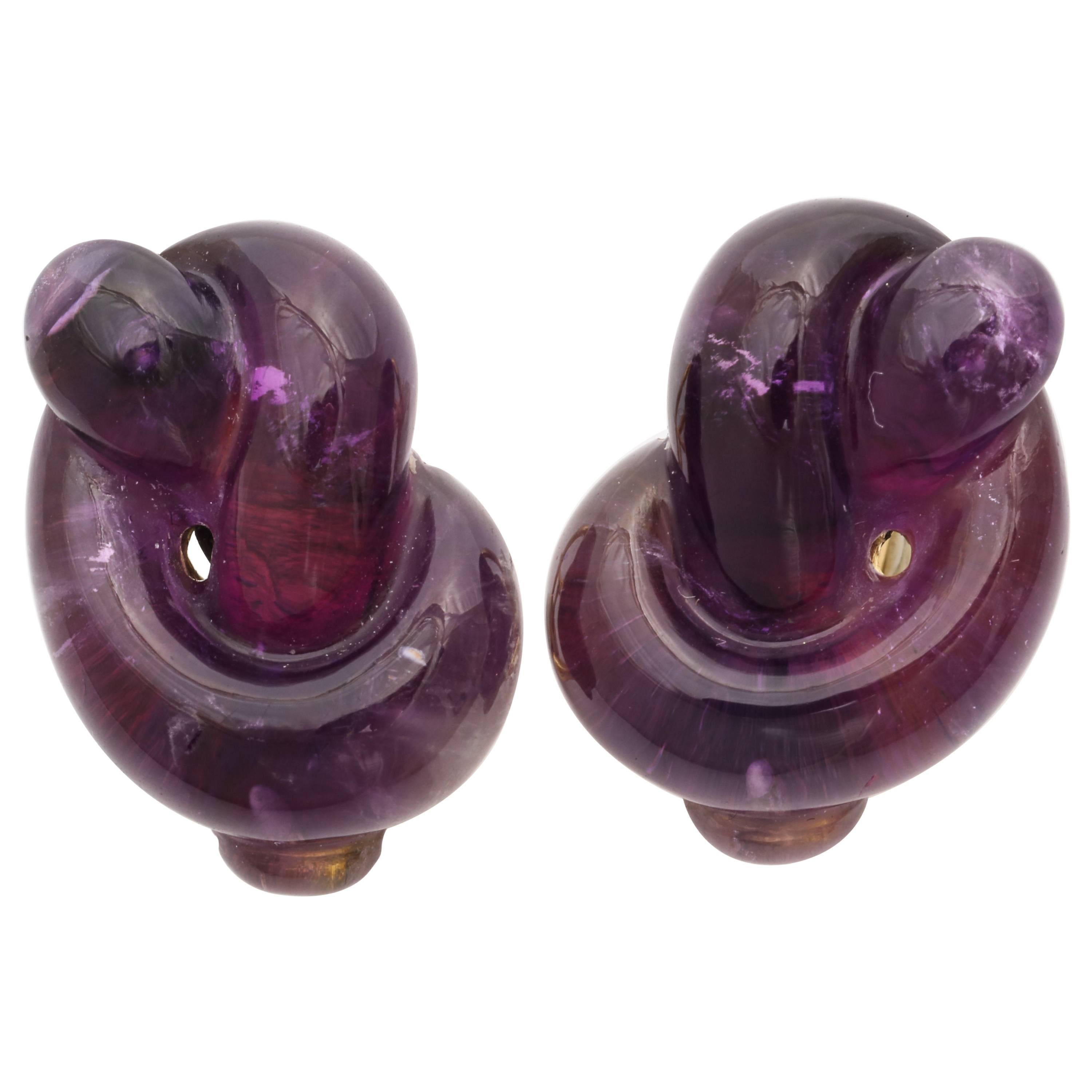 Tiffany and Co. Angela Cummings Carved Amethyst Gold Ear Clips at 1stDibs