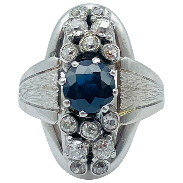 Noble 14k White Gold Ring with Diamonds For Sale at 1stDibs