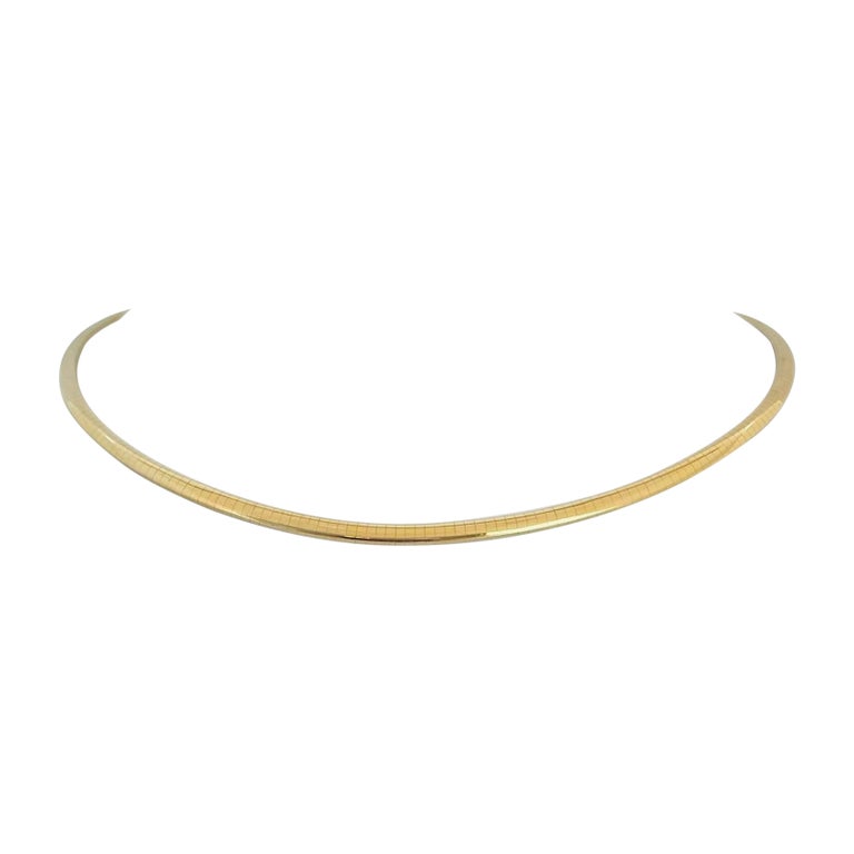 14 Karat Yellow Gold Solid Ladies Omega Link Collar Necklace For Sale ...
