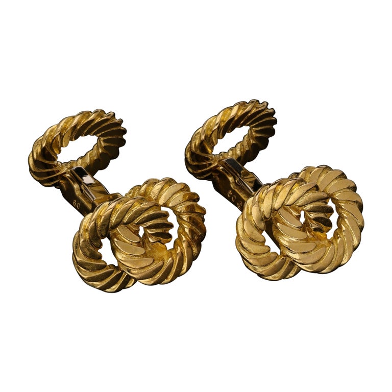 Van Cleef and Arpels 18ct Yellow Gold Double Ended Twist Loop Cufflinks ...