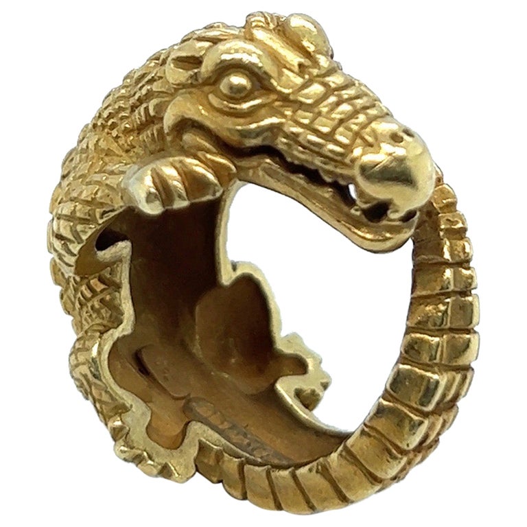 Kieselstein-Cord 18 Karat Yellow Gold Alligator Ring, 1988 For Sale at ...