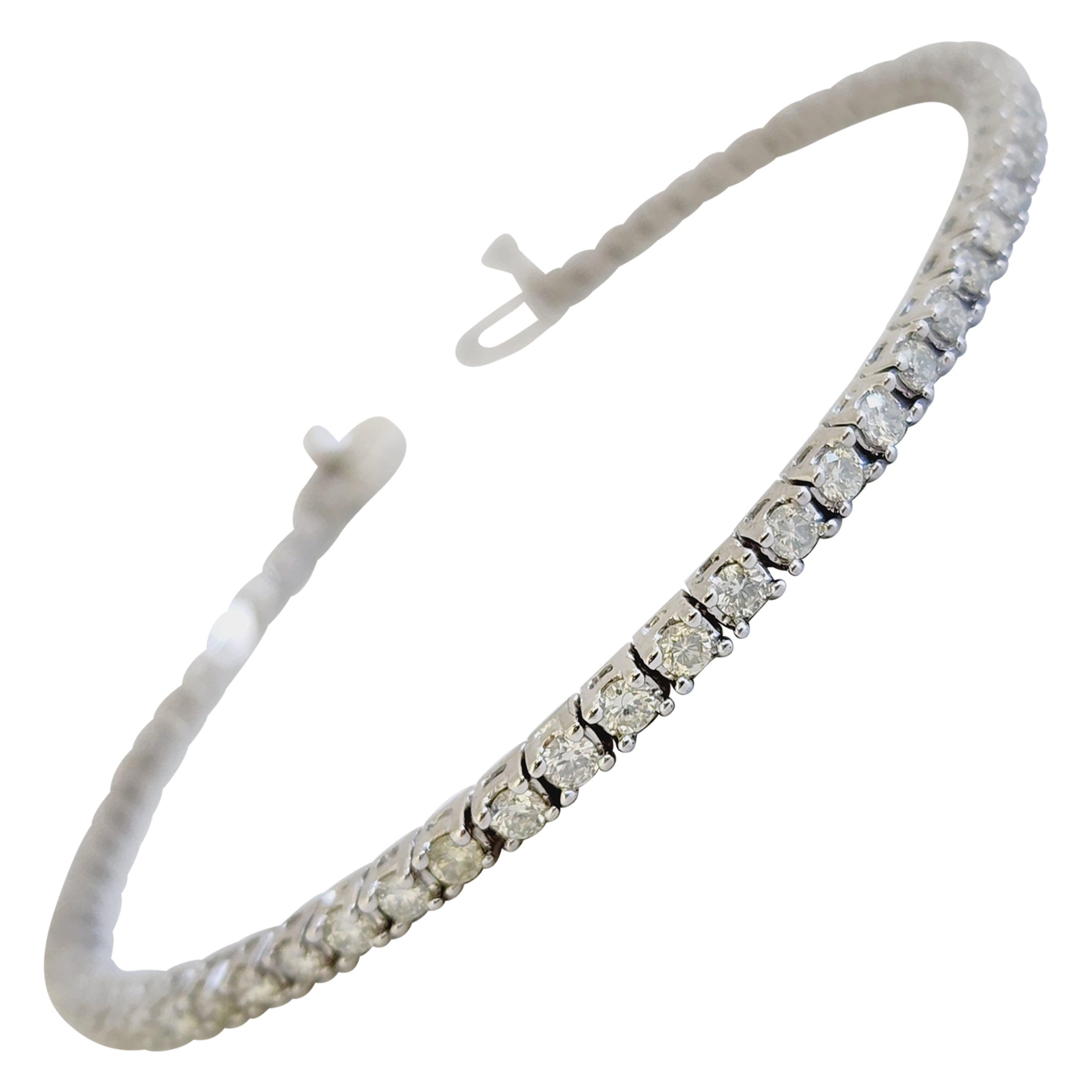 2 35 Carat Tennis Bracelet Round Brilliant Natural Diamond 14 Karat