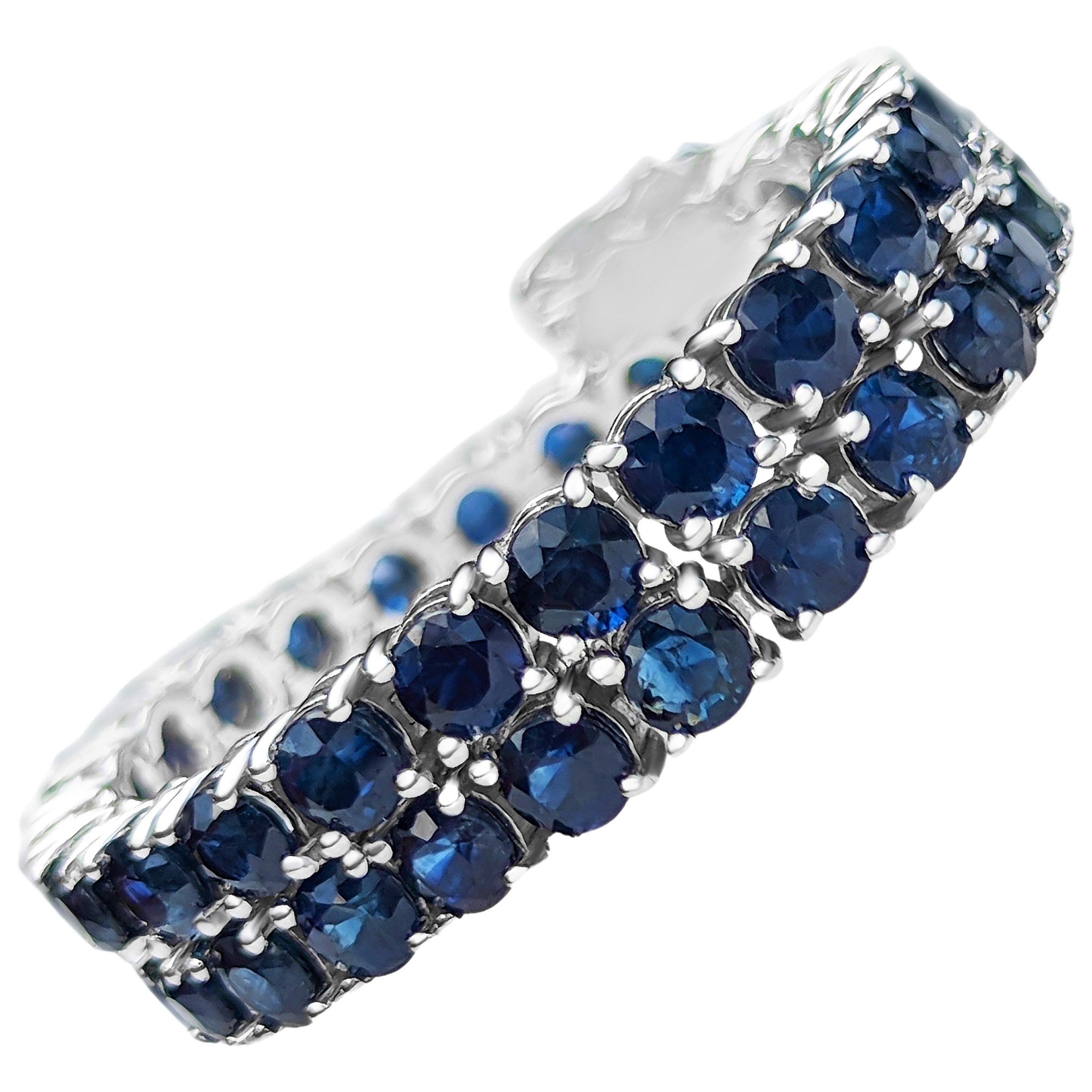 25.73 Ct Natural Multiple Color Sapphire, 14 Kt. White Gold, Tennis Bracelet For Sale at 1stDibs