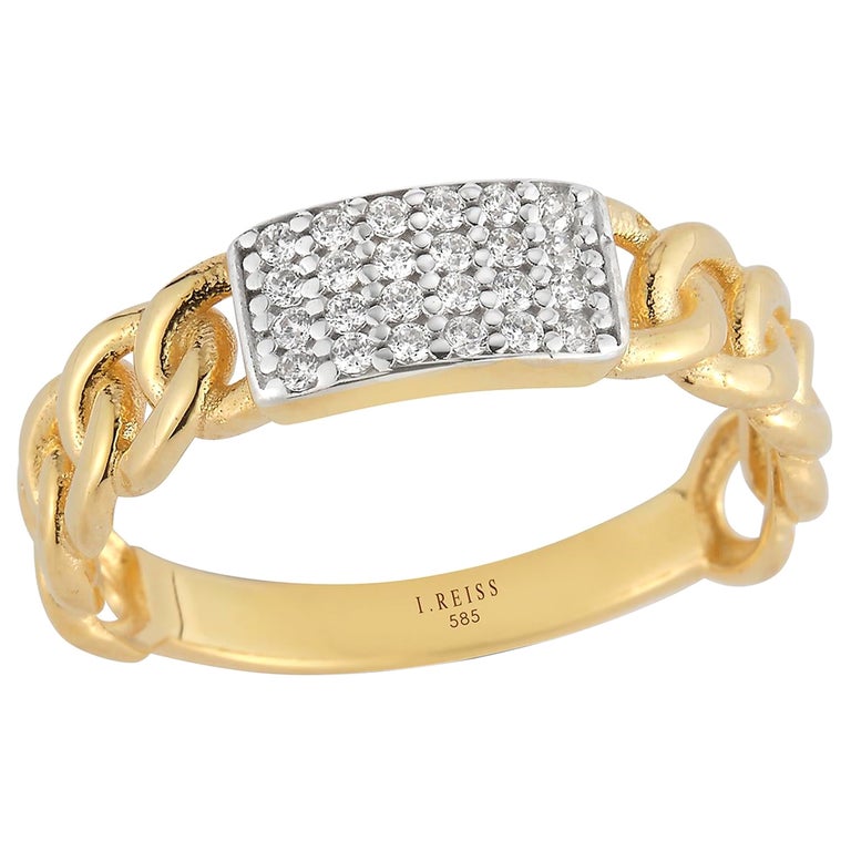 Customizable Handcrafted 14k Yellow Gold 0.14cttw Braided ID Ring For ...