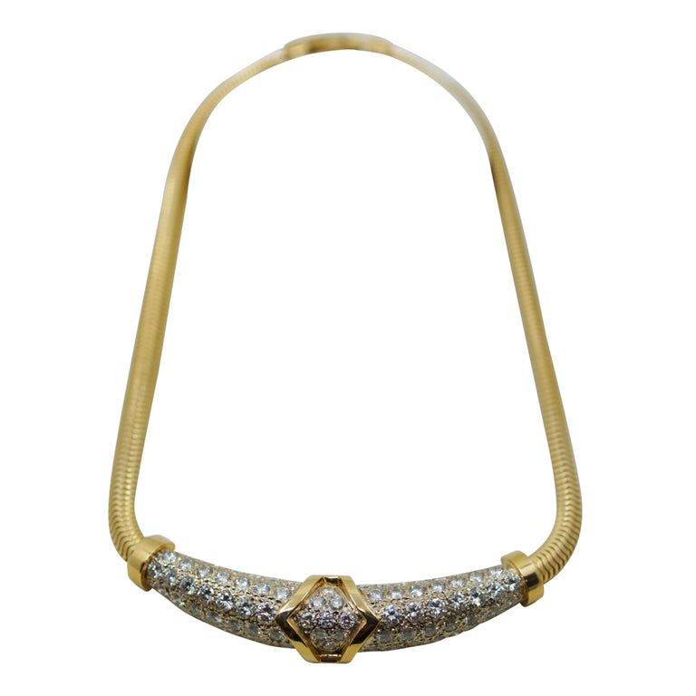 Diamond Snake Chain Necklace 7.05 Carats For Sale at 1stDibs
