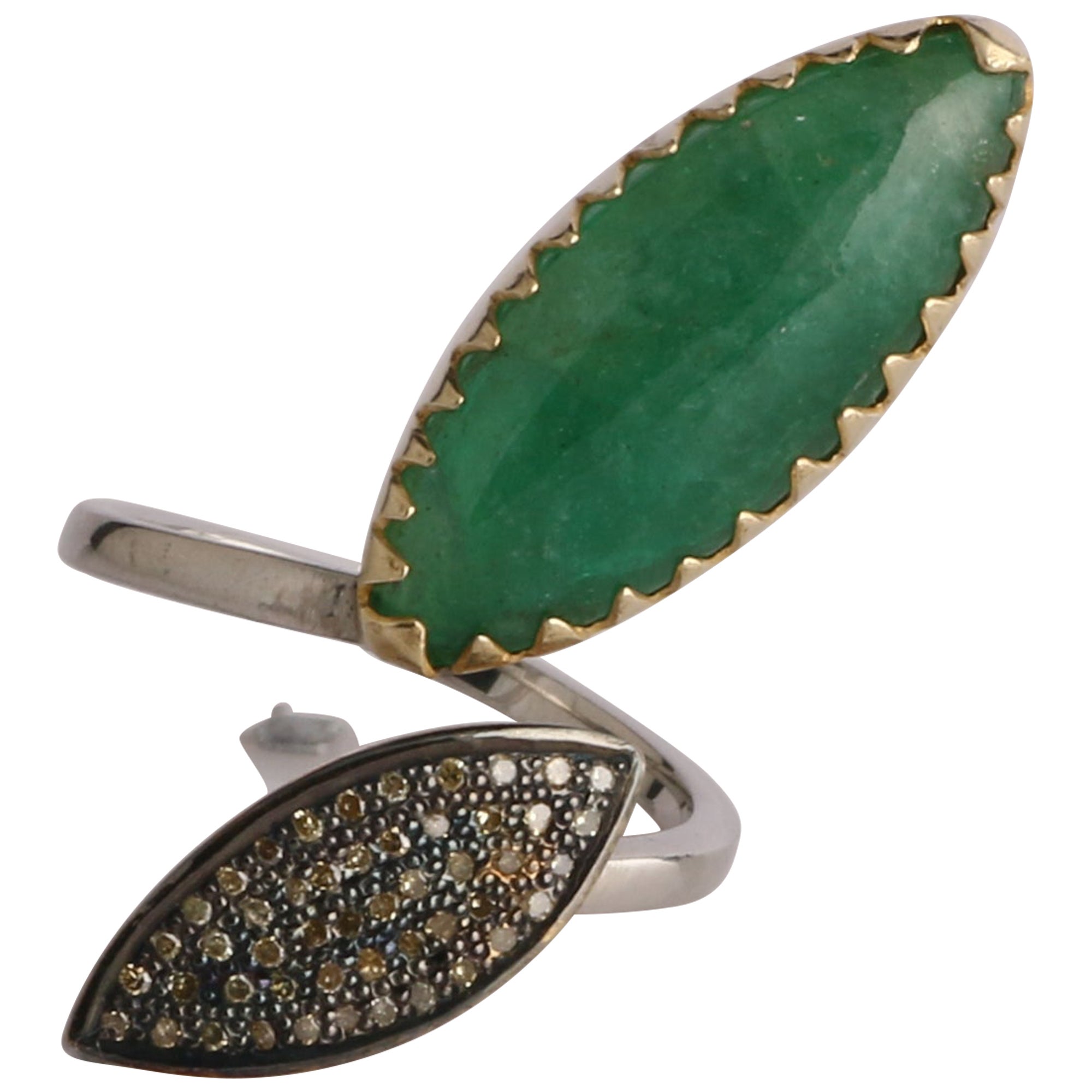 925 Sterling Silver Green Emerald Moonstone Victorian Style Cocktail ...