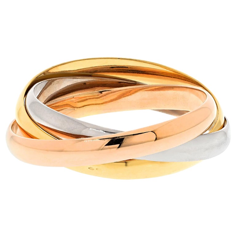Cartier 18k Tricolor Gold Trinity Rolling Bangle Bracelet For Sale at ...